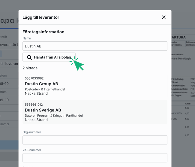 Lägg till en leverantör | Bokio