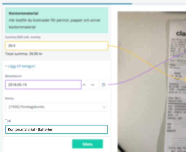 Bokför en utgift (kvitto) | Bokio