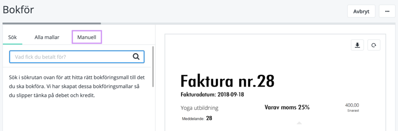 Bokföra manuellt i Bokio | Bokio