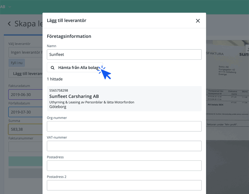 Lägg till en leverantör | Bokio